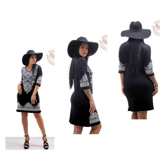 IWT Brands | Dresses | Iwt Brands Curvy Plus Black Embroidered Dress ...